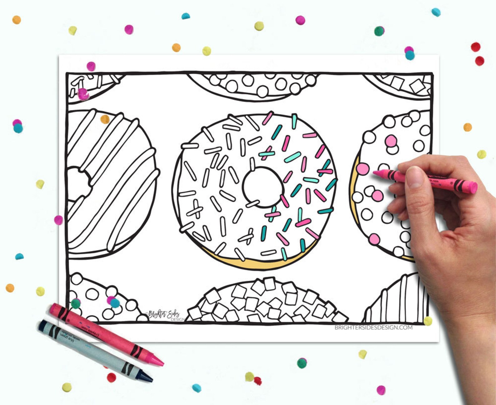 Donut Printable Coloring Page - Party Favor - Instant Download - Kids ...