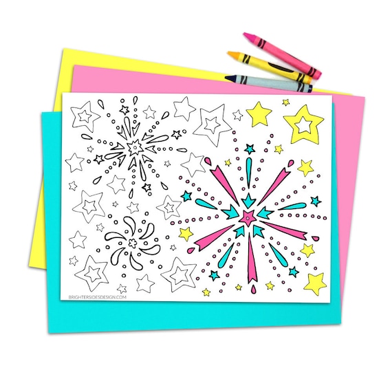 New Year's Eve Fireworks Coloring Pages Printable 4th of - Etsy