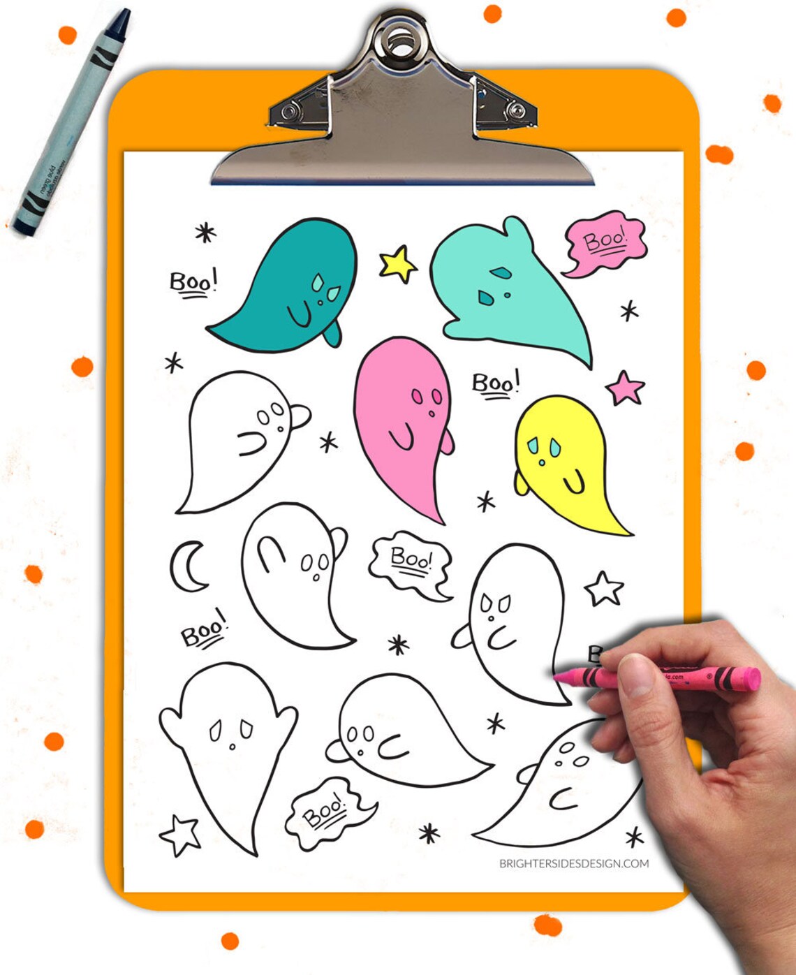 Halloween Coloring Page Cute Ghosts Kawaii Spooky Kids Coloring, Fall ...
