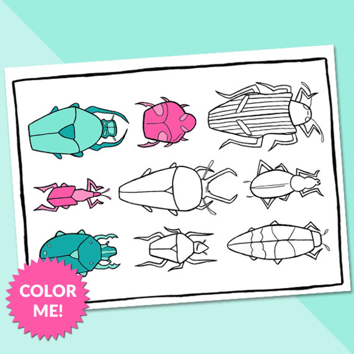 Printable Coloring Book Page for Kids, for Boys, for Girls, Insects ...