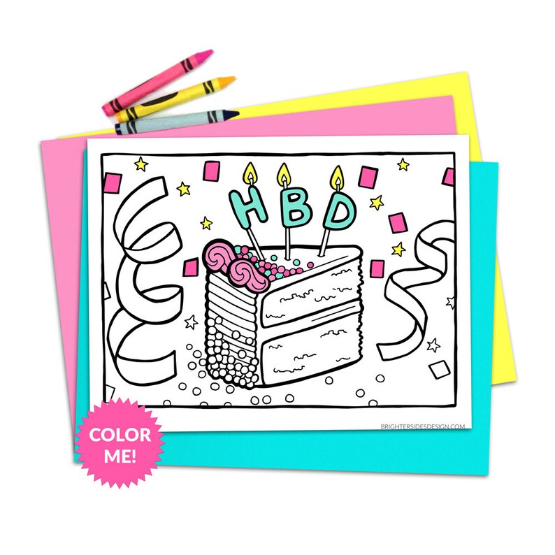 Funny Birthday Coloring Page for Kids Birthday Adult Coloring Book Page ...