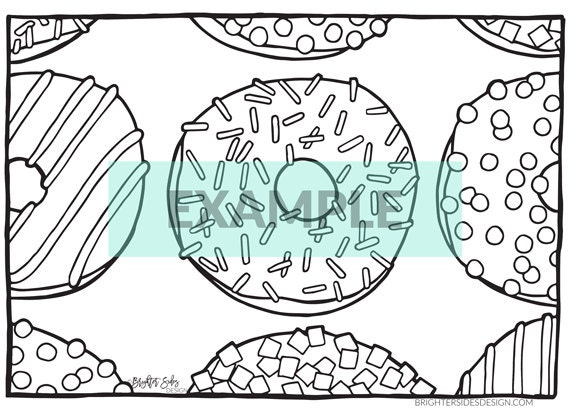 Donut Printable Coloring Page - Party Favor - Instant Download - Kids ...