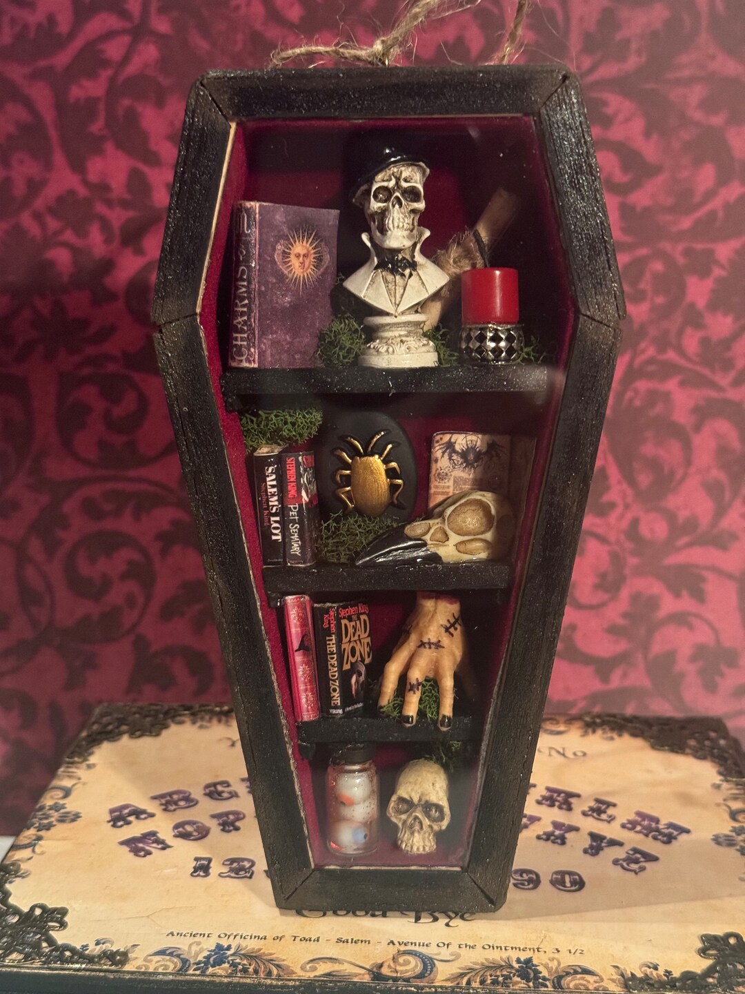 6” Coffin Curio Shadowbox Creepy Goth Halloween Dollhouse Ornament ...