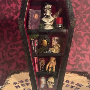 6” Coffin Curio Shadowbox Creepy Goth Halloween Dollhouse Ornament ...