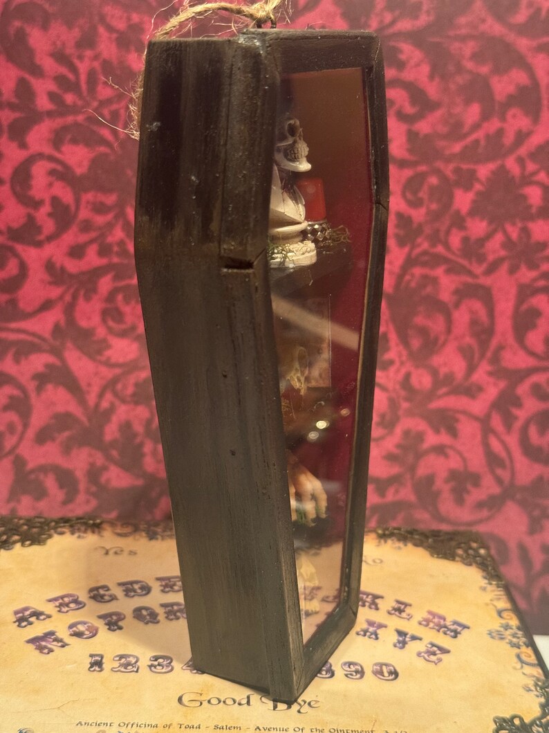 6” Coffin Curio Shadowbox Creepy Goth Halloween Dollhouse Ornament ...