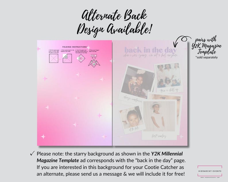 Y2K Millennial 2000s Cootie Catcher Template, Fortune Teller Game ...