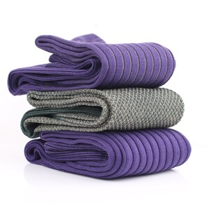 Dress Socks 3 Pack Purple Socks Shadow Pattern Fishnet Pattern Over the ...