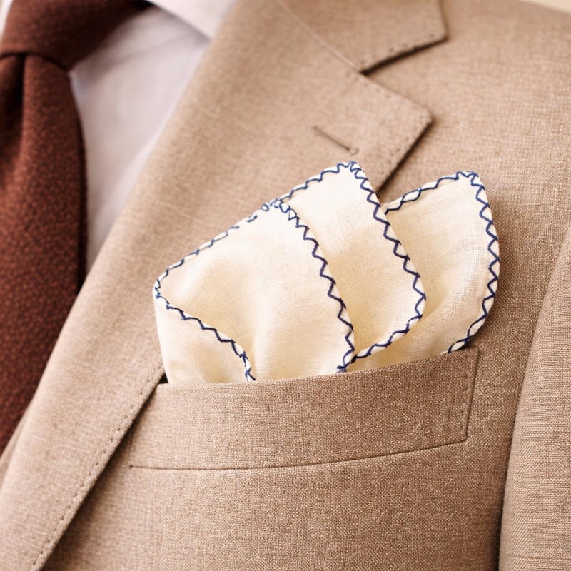 White Pocket Square Edge - Etsy