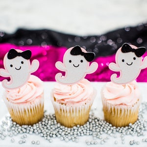 Pink Halloween Decorations. Happy Booday Decorations. Ghost Cupcake ...