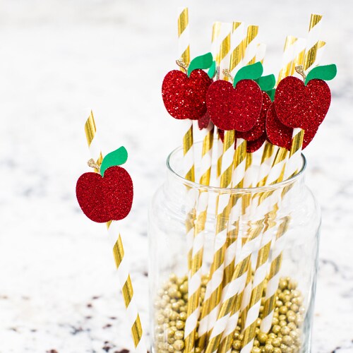 Apple Party Straws. Apple of My Eye. Apple Party Decorations. - Etsy