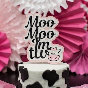 Moo Moo I'm Two Cake Topper. Cow Birthday Decorations. Moo Moo I'm Two ...