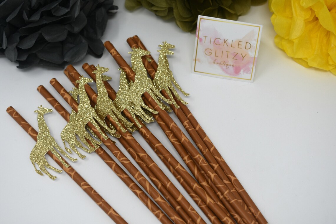 Giraffe Party Decorations, Giraffe Straws, Safari Party Decorations ...
