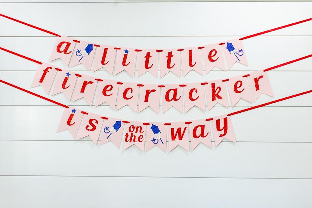 Firecracker Baby Shower Banner: Pink & Red 4th of July Decor - Etsy