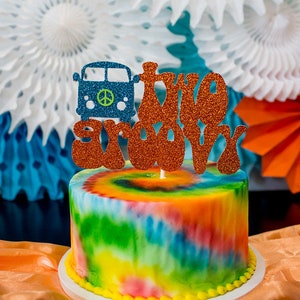 Two Groovy Birthday Party Decorations. Two Groovy Cake Topper. Two ...