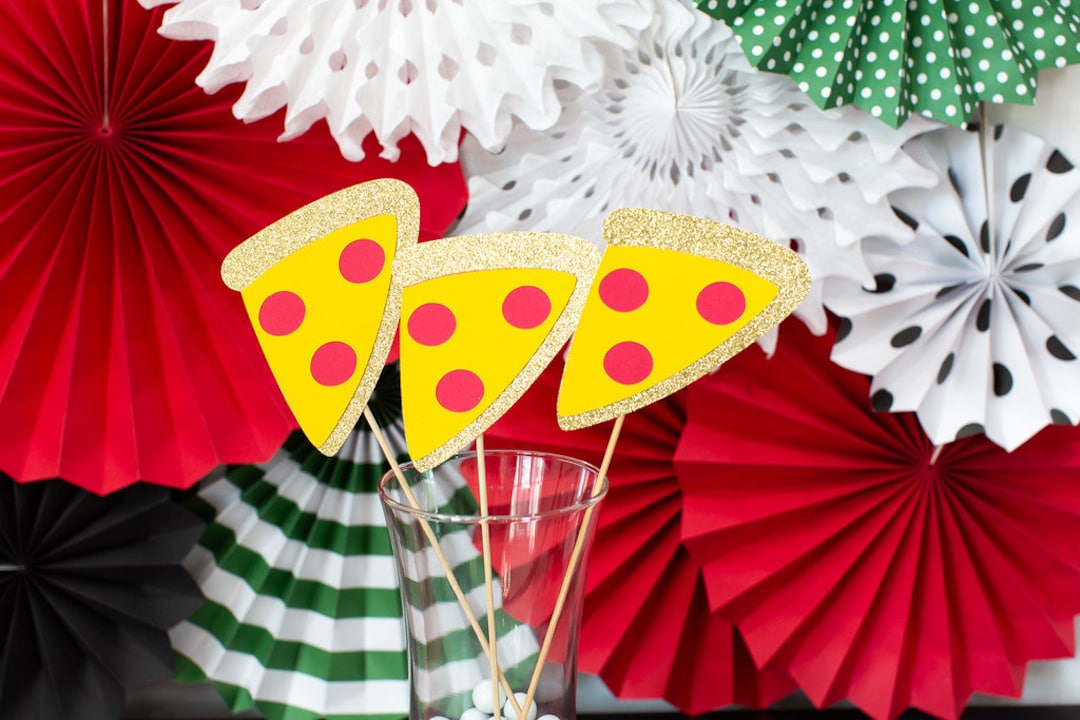 Pizza Party Decorations. Pizza Centerpiece Sticks. Slice Slice Baby ...