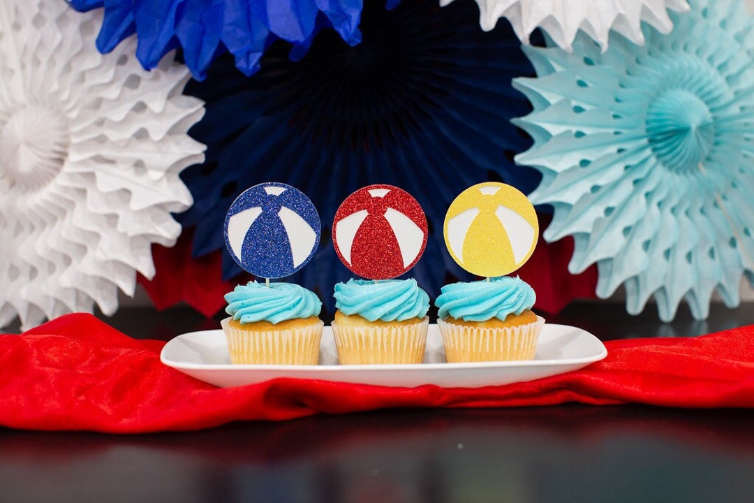 Beach Ball Party Decorations. Beach Ball Cupcake Toppers. Beach Ball ...
