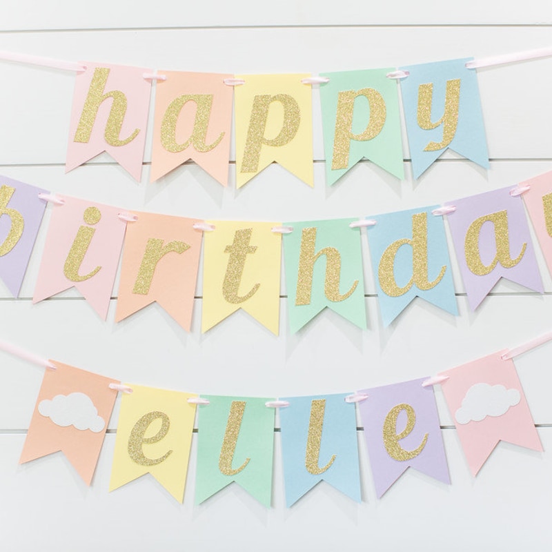 Rainbow Birthday Banner - Etsy