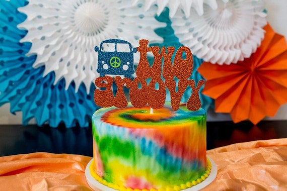 Two Groovy Birthday Party Decorations. Two Groovy Cake Topper. - Etsy
