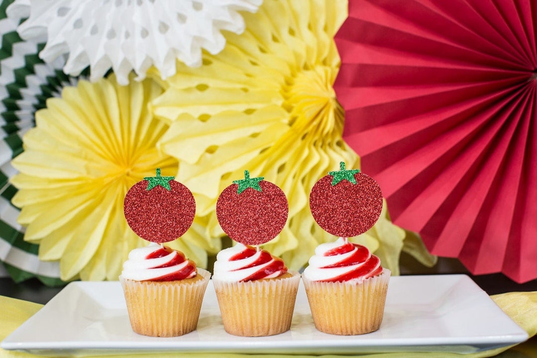 Tomato Cupcake Toppers. Tomato Party Decorations. Italian Party ...