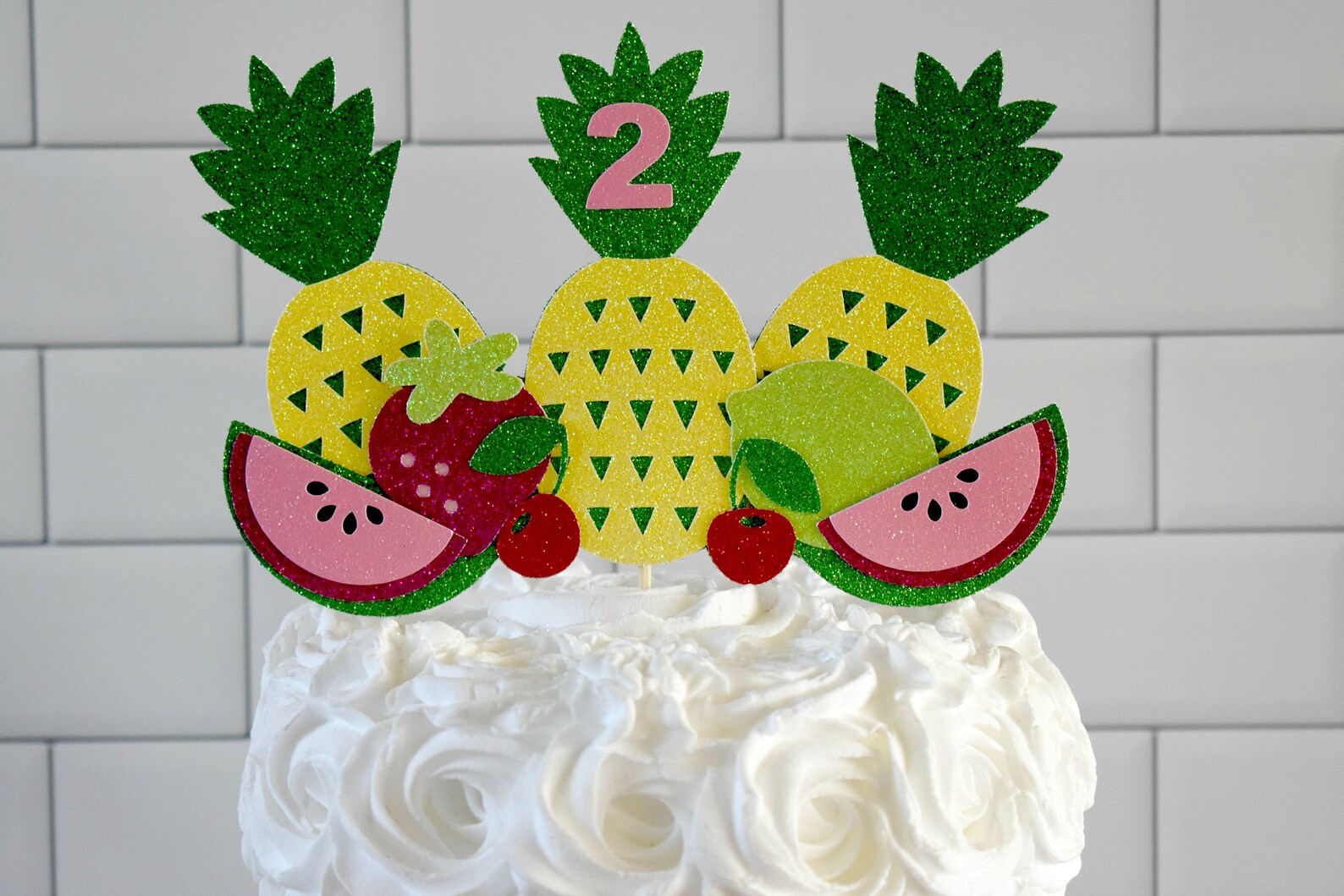 Twotti Fruity Glitter Cake Topper, Fruit Birthday Party Decor - Etsy