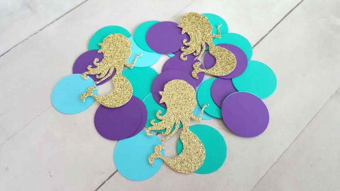 Mermaid Confetti. Gold Glitter Mermaid Confetti. Mermaid Bridal Shower ...
