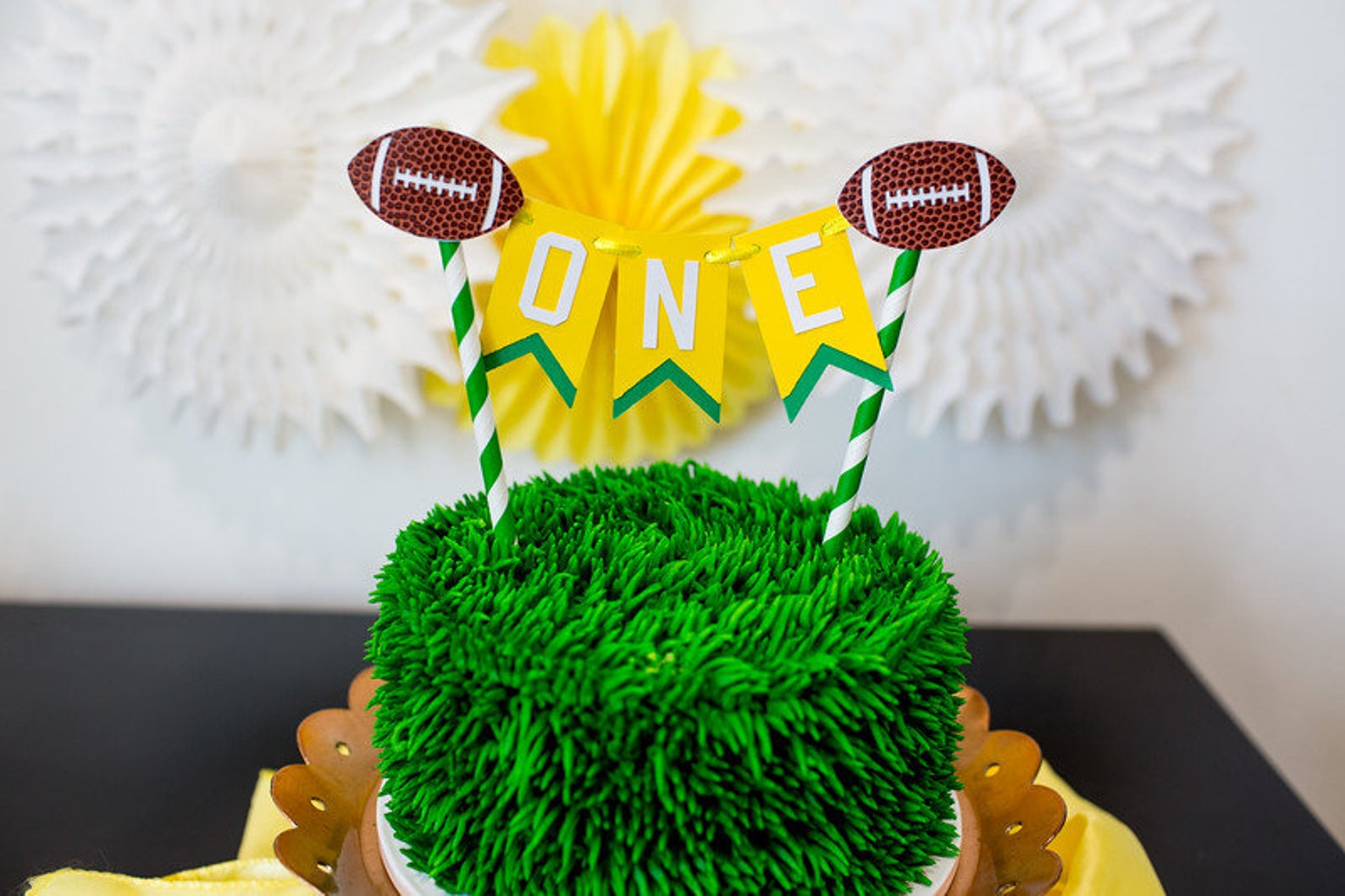 Football First Birthday. Football Cake Topper. Football Cake Bunting ...