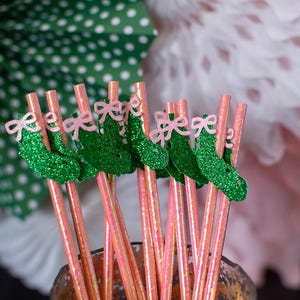 Pickle Party Straws | Pink Glitter Decorations - Etsy