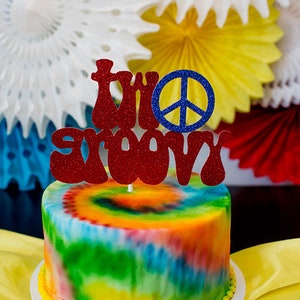 Two Groovy Party Decorations. Two Groovy Cake Topper. 70's Birthday ...