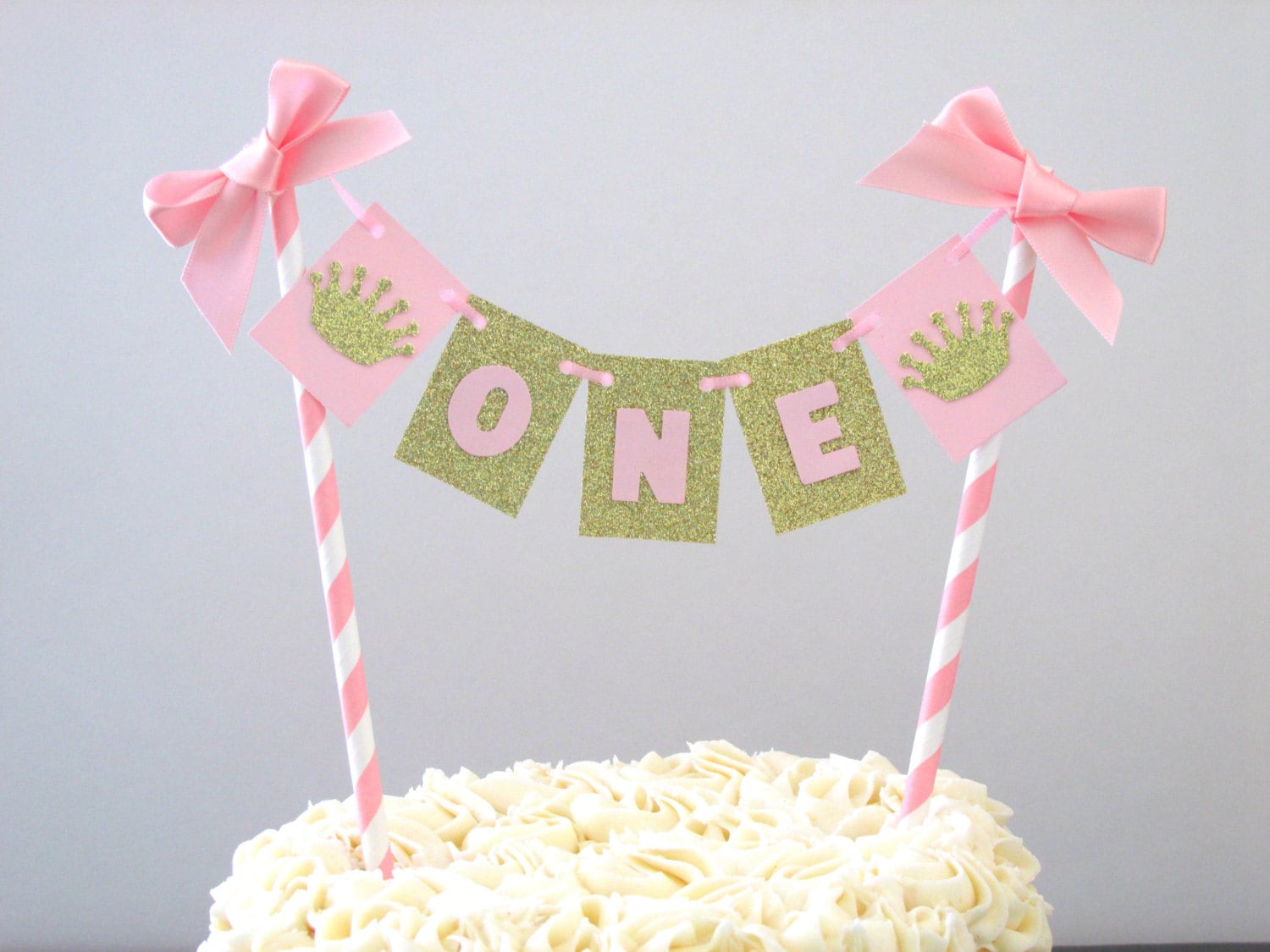 Cake Toppers & Picks Party Décor Personalised Pink and Gold Cake Topper ...