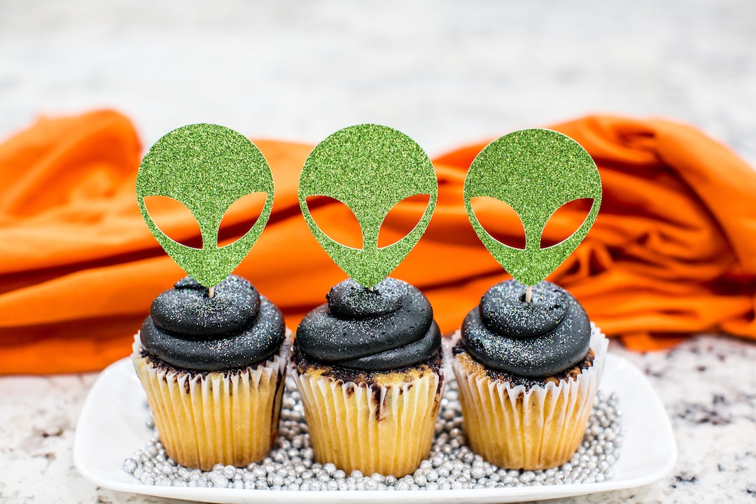 Alien Cupcake Toppers. Alien Birthday Decorations. Outer Space Party ...