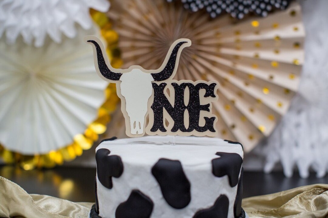 Cow Skull Cake Topper, Boho First Rodeo Birthday Party - Etsy