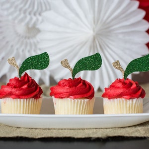 Apple Party Decorations. Apple Cupcake Toppers. Apple Stem Cupcake ...