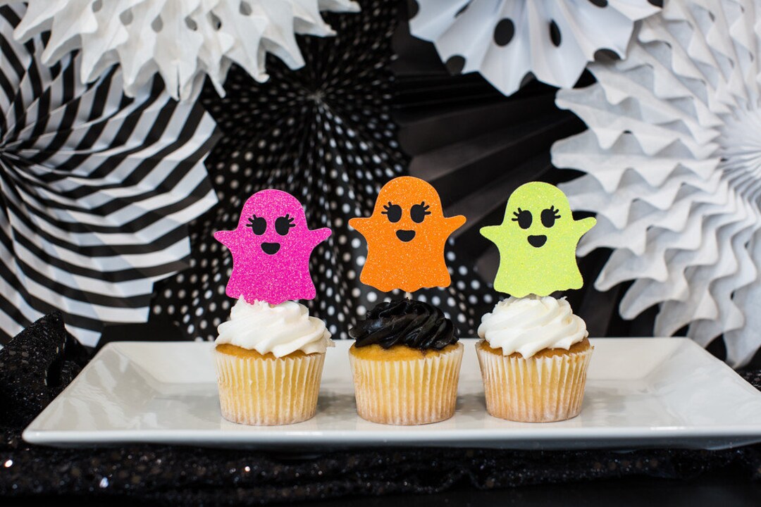 Neon Halloween Party Decorations. Neon Halloween Cupcake Toppers. Neon ...
