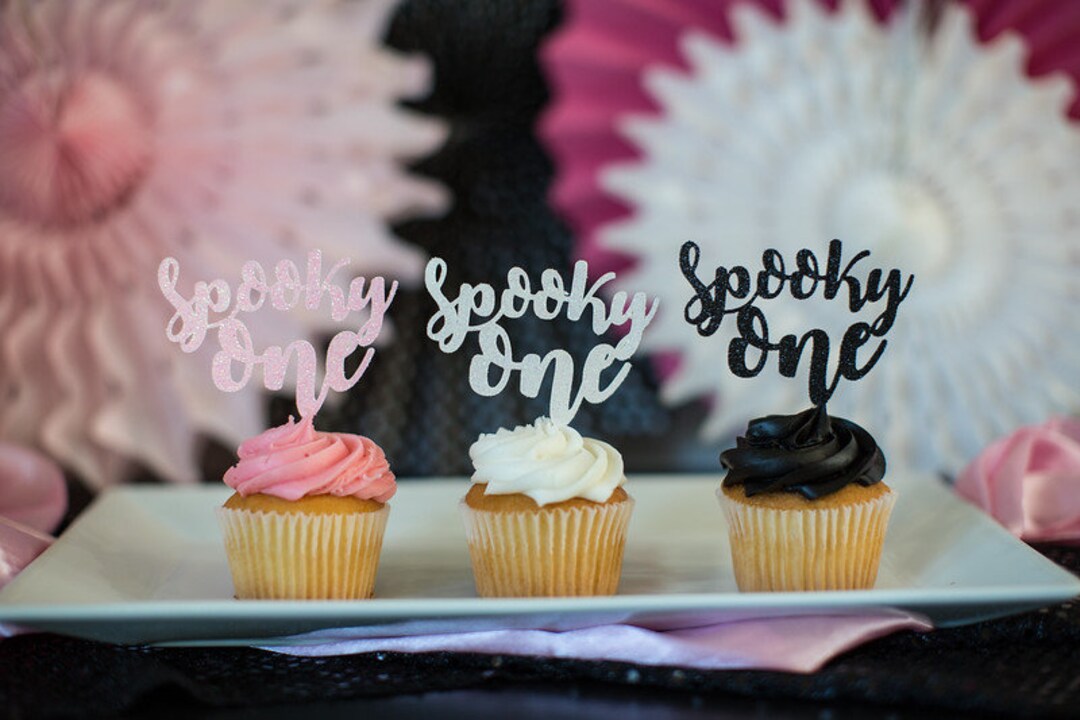 Spooky One First Birthday Decorations. Spooky One Cupcake Toppers. Girl ...