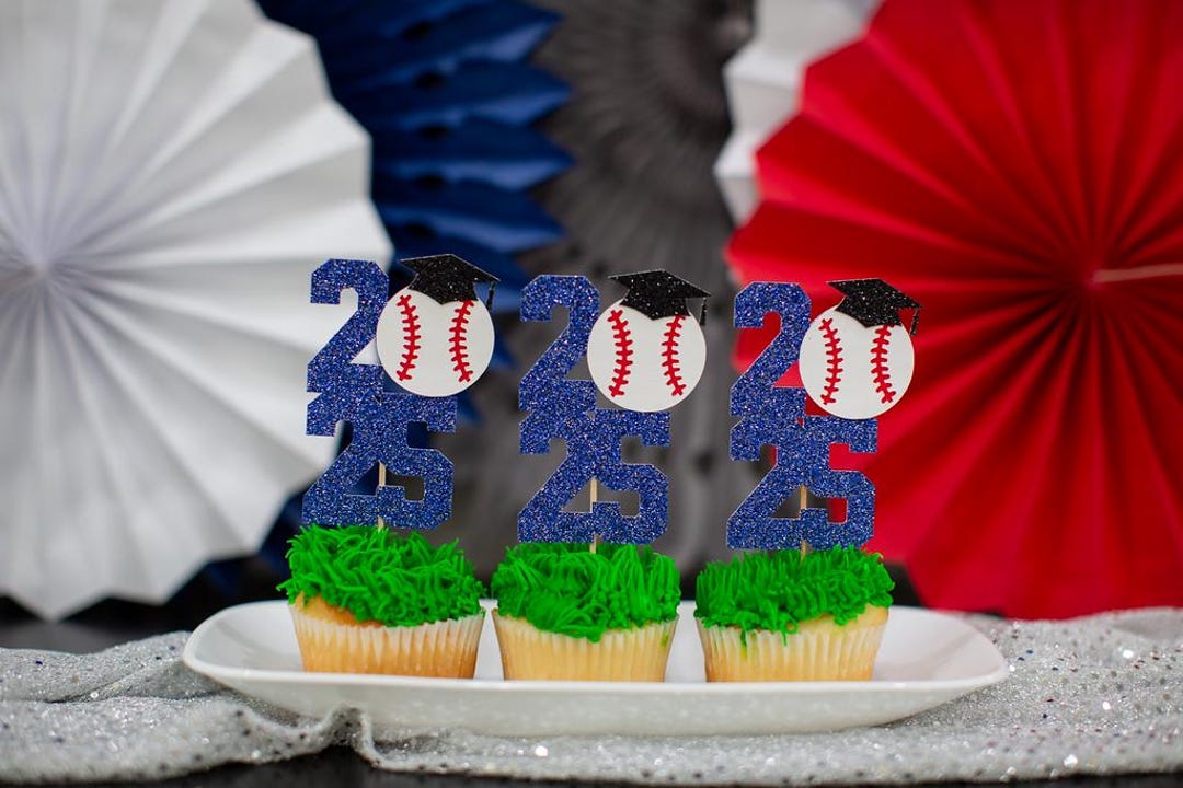 Baseball Graduation Party Decoration. Baseball Graduation Cupcake ...