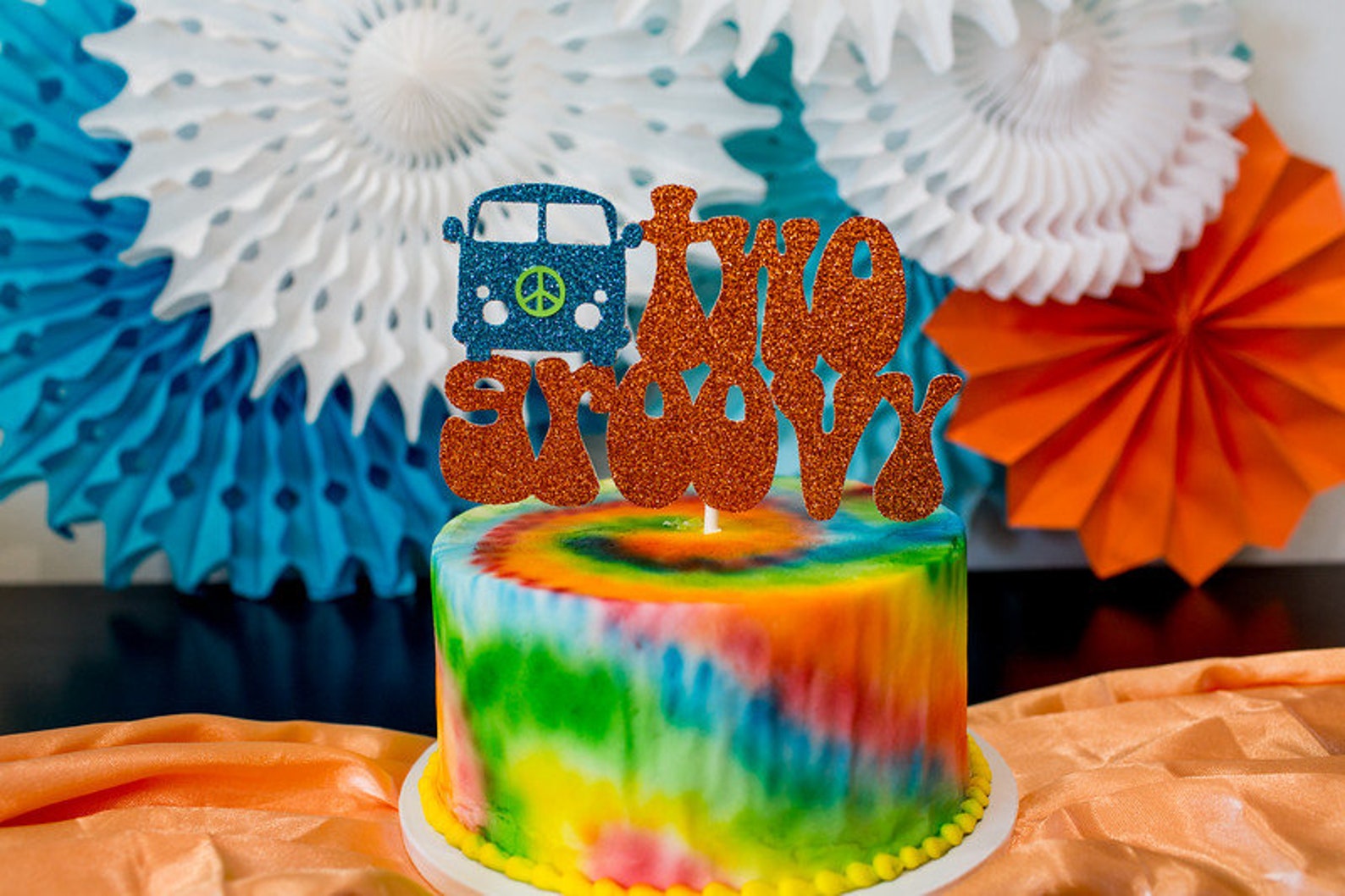 Two Groovy Birthday Party Decorations. Two Groovy Cake Topper. - Etsy