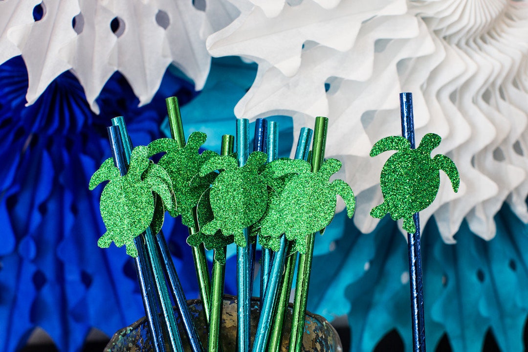 Glitter Sea Turtle Straws, Under the Sea Party Decorations (12 Ct) - Etsy