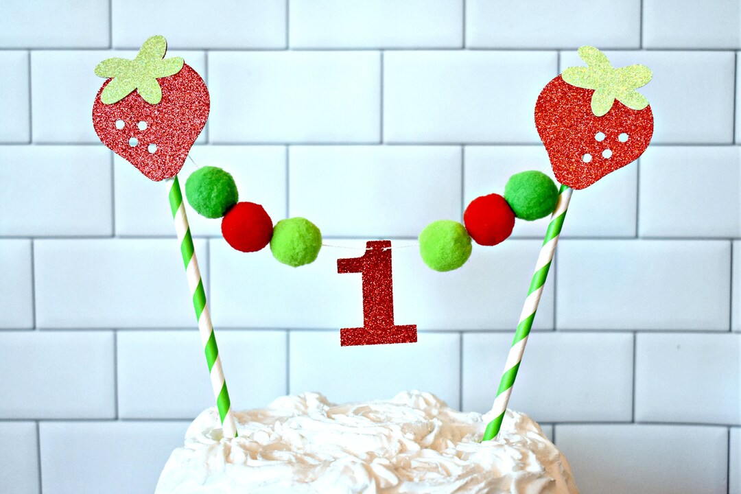 Strawberry Cake Topper, Strawberry Birthday Decorations, Fruity Party ...