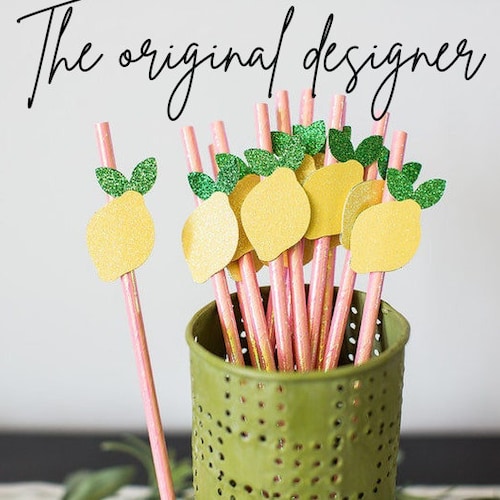 12 Pink Lemonade Birthday Party Paper Drinking Straws Lemon - Etsy
