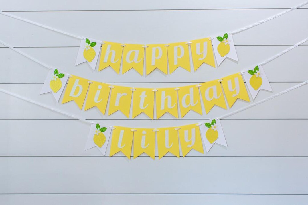 Lemon Birthday Banner, Pastel Yellow Party Decorations - Etsy
