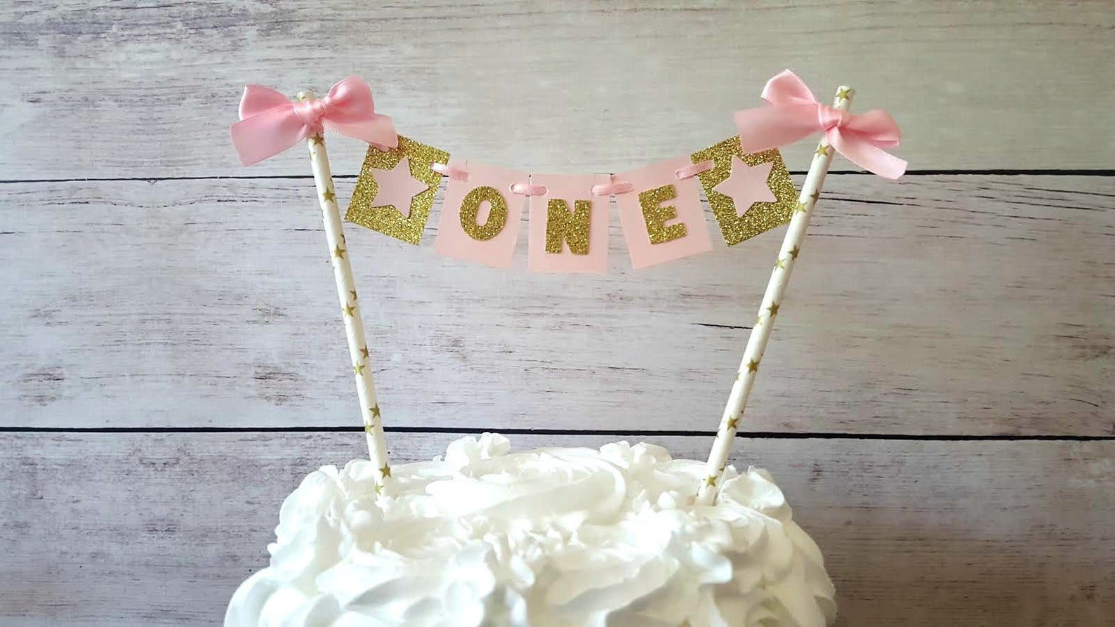 Pink Gold First Birthday Cake Topper Twinkle Star Cake Topper - Etsy