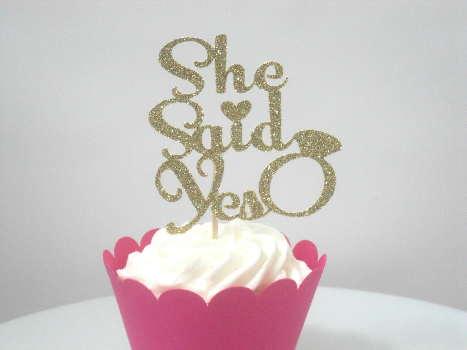She Said Yes Cupcake Toppers, She Said Yes Bridal Shower Decor ...