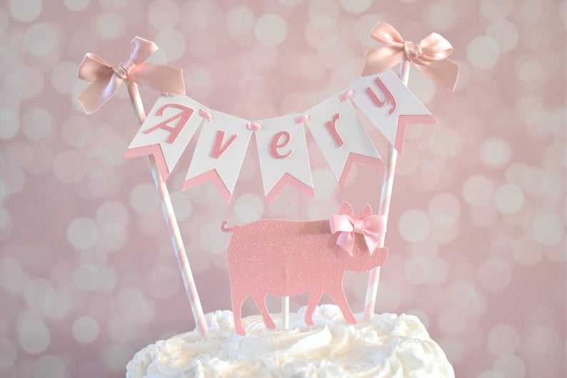 Piggy Cake Topper, Pig Cake Topper, Piggy Baby Shower, Piggy Birthday ...
