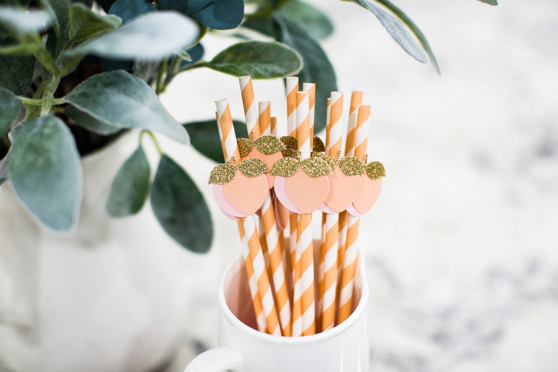 Peach Party Decorations. One Sweet Peach. Peach Party Straws. Peach ...
