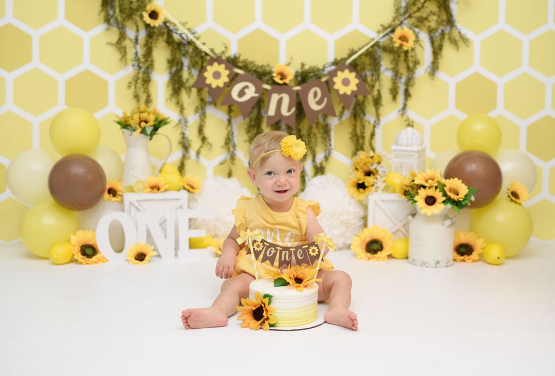 Sunflower First Birthday Decorations. Sunflower Cake Topper. - Etsy