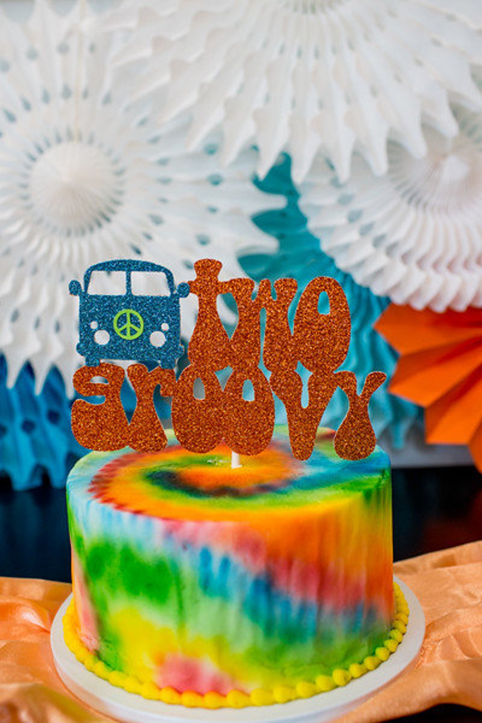 Two Groovy Birthday Party Decorations. Two Groovy Cake Topper. - Etsy