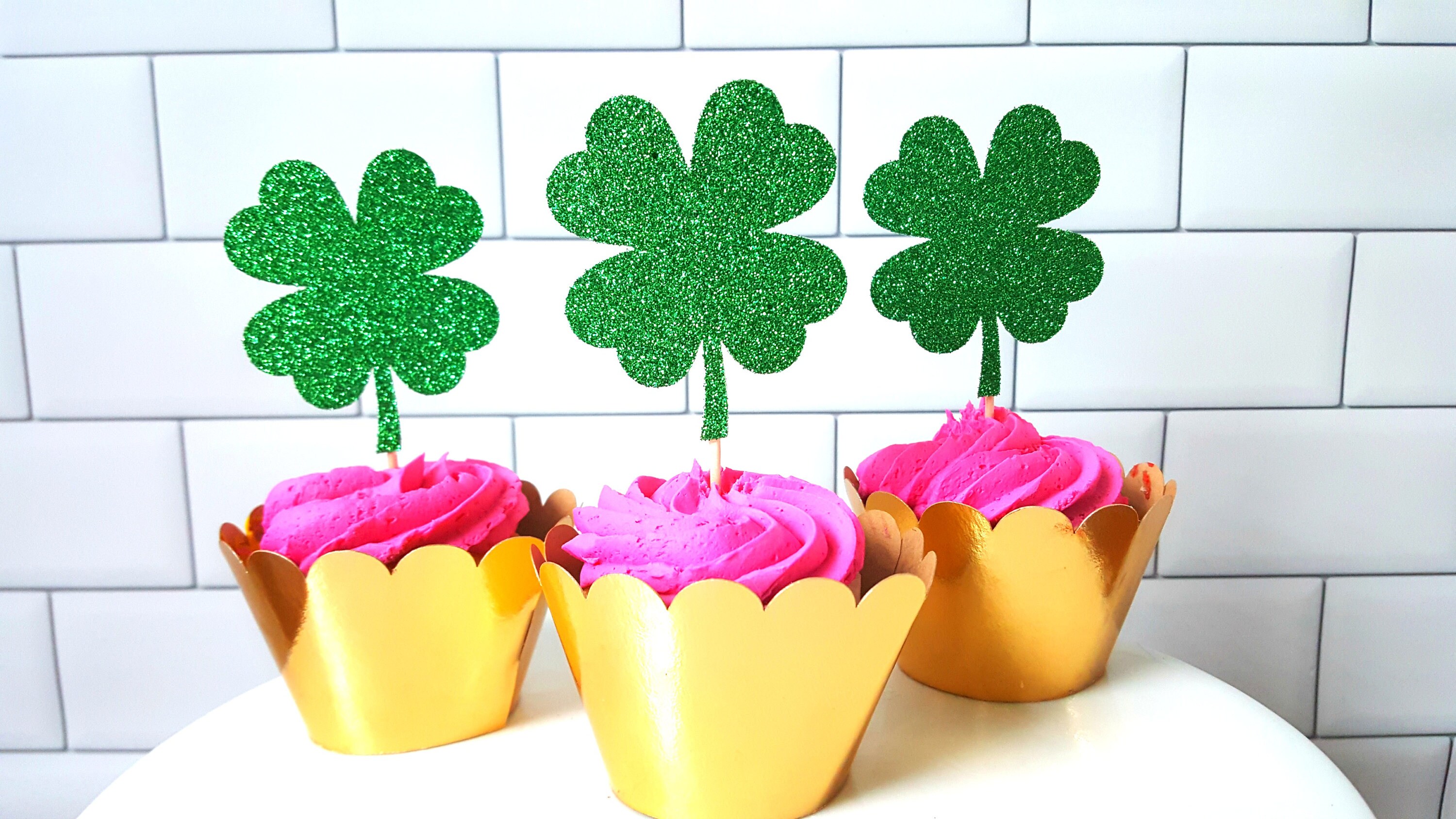 Shamrock Cupcake Toppers, Clover Cupcake Toppers, Irish Bridal Shower ...