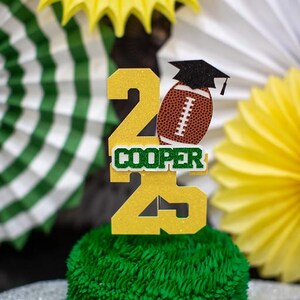 Football Graduation Party Decorations. Football Graduation Cake Topper ...