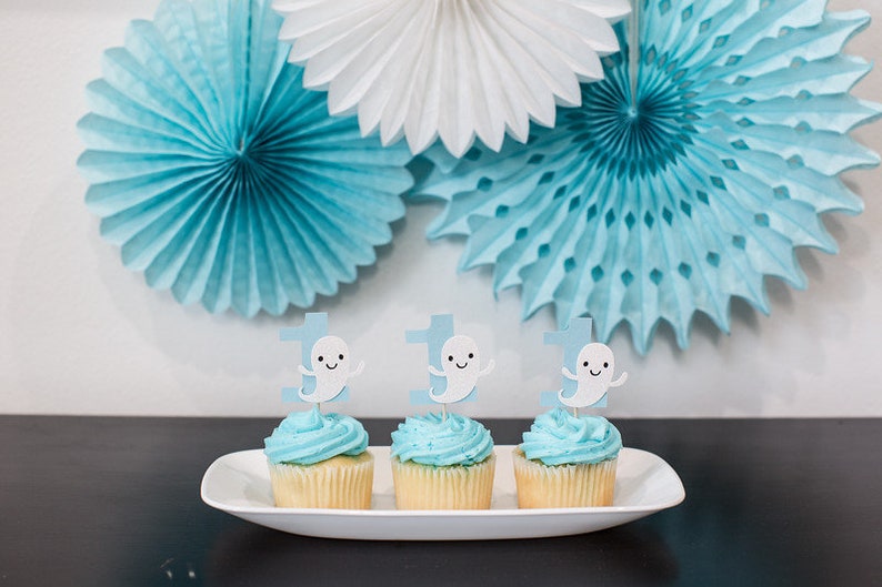 Blue Ghost 1st Birthday Cupcake Toppers, Halloween Party Decorations - Etsy