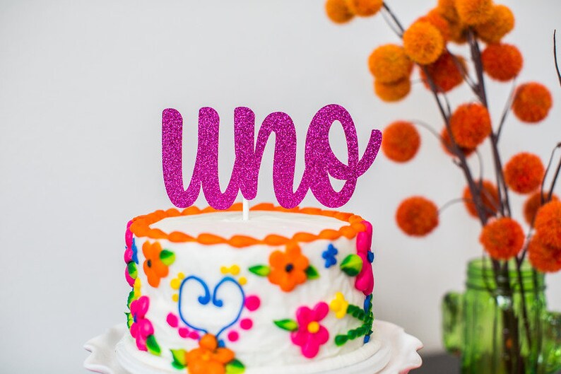 Uno Cake Topper. Fiesta First Birthday. Girl Fiesta Birthday. | Etsy